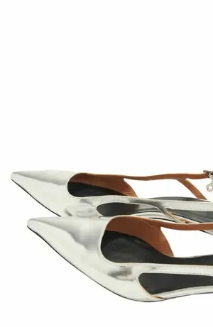 Maje Strappy Leather High Heel Pumps - Silver