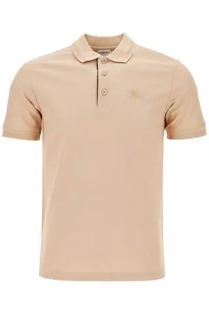 Burberry Beige Cotton Polo With Ekd Embroidered Logo Beige