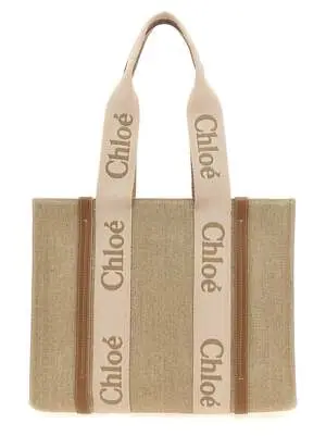 Chloé Woody Medium' Shopping Bag - Beige