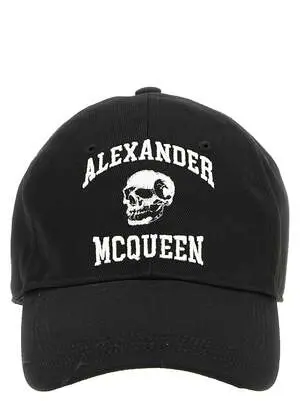 Alexander McQueen Logo Embroidered Cap - White/black