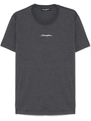 Dolce & Gabbana Logo-embroidered Cotton T-shirt - Grey