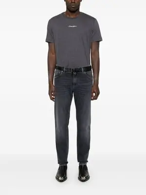 Dolce & Gabbana Logo-embroidered Cotton T-shirt - Grey