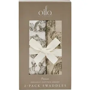 OILO Assorted 2-pack Organic Cotton Jersey Swaddle Blankets - Bark