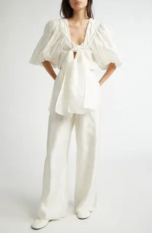 EENK Tie-front Silk Bolero Top
