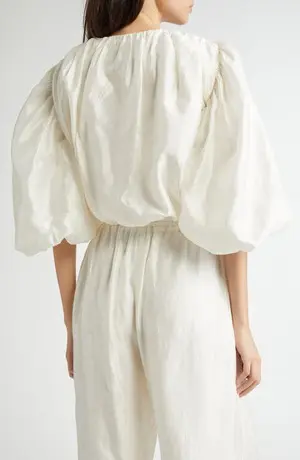 EENK Tie-front Silk Bolero Top