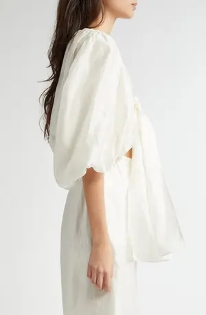 EENK Tie-front Silk Bolero Top