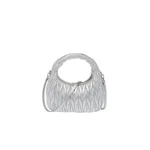 Miu Miu Wander Matelassé Nappa Leather Hobo Bag - Silver