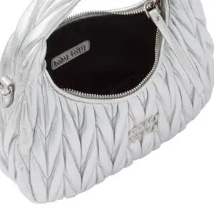 Miu Miu Wander Matelassé Nappa Leather Hobo Bag - Silver