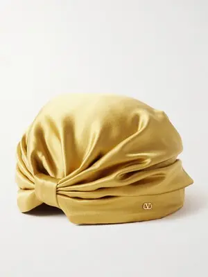 Valentino Garavani Gathered Silk-satin Head Scarf - Yellow