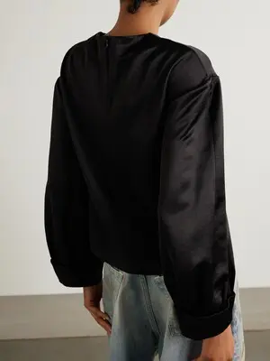 JW Anderson Satin Balloon Sleeve Top - Black