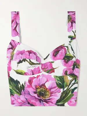 Dolce & Gabbana Floral-print Bustier Top - Pink