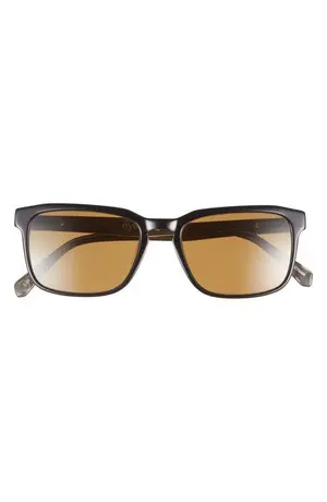 Eyebobs Seymour Glass 52mm Polarized Rectangle Sunglasses - Black/silver/brown