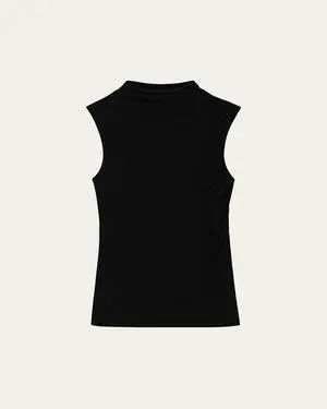 Theory Theory Draped Mock-Neck Sleeveless Top - Black