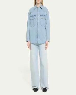 AGOLDE Lotta Long-sleeve Denim Shirt - Blue