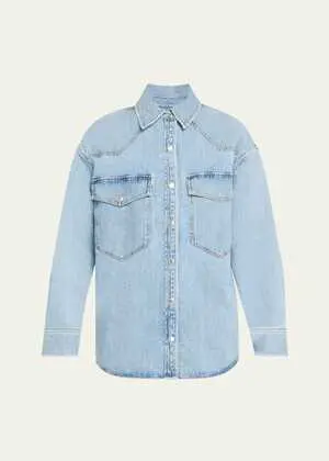 AGOLDE Lotta Long-sleeve Denim Shirt - Blue