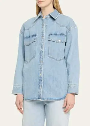 AGOLDE Lotta Long-sleeve Denim Shirt - Blue