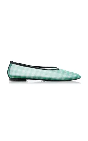 Staud Alba Gingham-mesh Ballet Flats - Green
