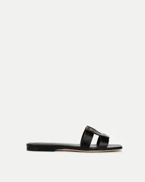 Veronica Beard Via Leather Slide Sandal Black