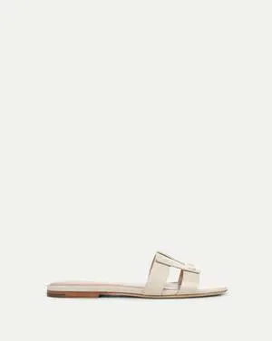 Veronica Beard Via Leather Slide Sandal - Ecru