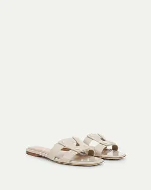 Veronica Beard Via Leather Slide Sandal - Ecru