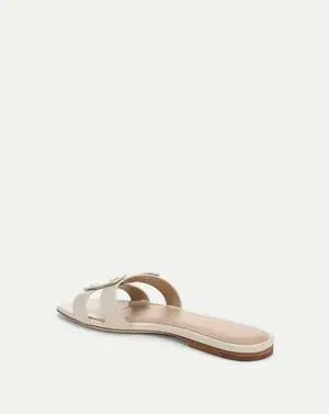 Veronica Beard Via Leather Slide Sandal - Ecru