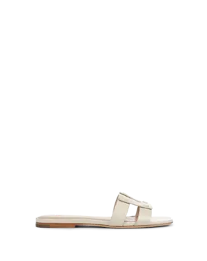 Veronica Beard Via Leather Slide Sandal - Ecru
