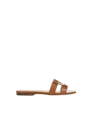 Veronica Beard Via Leather Slide Sandal Honey