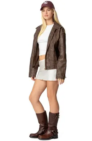 EDIKTED Bexley Satin Mini Skirt