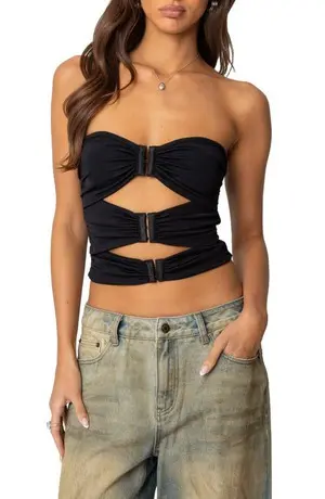 EDIKTED Ariella Cutout Strapless Top - Black