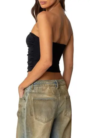 EDIKTED Ariella Cutout Strapless Top - Black