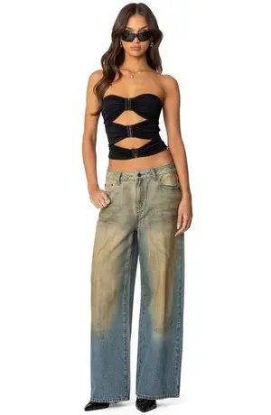 EDIKTED Ariella Cutout Strapless Top - Black