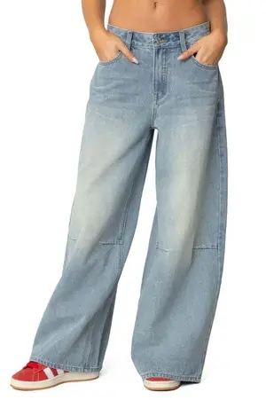 EDIKTED Low Rise Wide Leg Jeans
