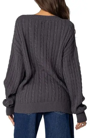 EDIKTED Francine Cotton Cardigan - Dark-gray