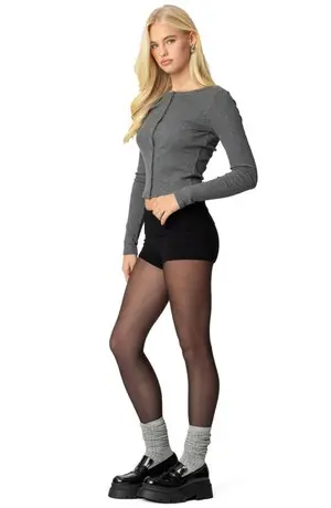 EDIKTED Shilo Ribbed Cardigan - Dark-gray
