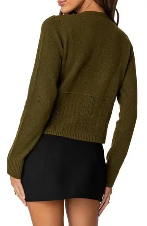 EDIKTED Half Cable Stitch Cardigan