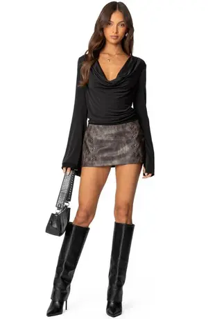 EDIKTED Camille Faux Leather Miniskirt