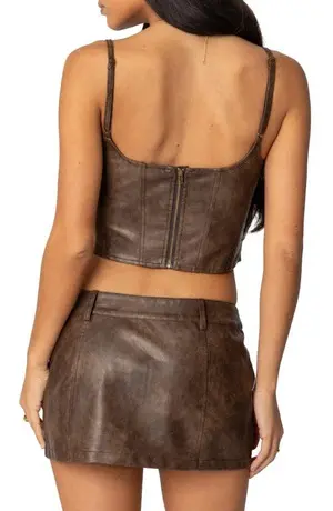 EDIKTED Faux Leather Cropped Tank