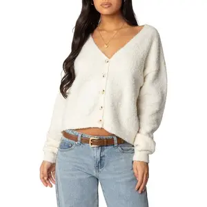 EDIKTED Jade Crop Cardigan - Cream