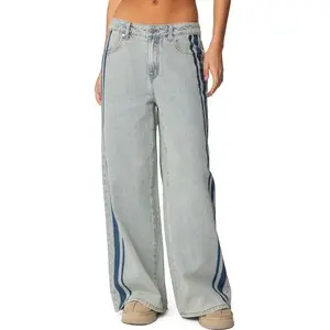 EDIKTED Side Stripe Wide Leg Jeans