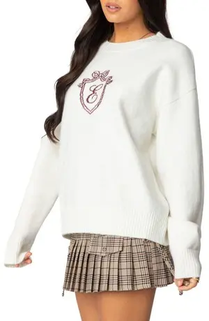 EDIKTED Preppy Crewneck Sweater