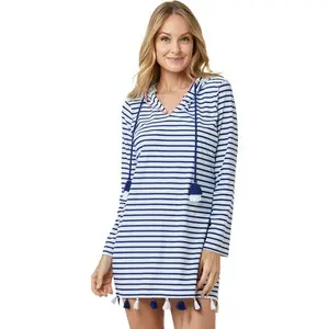CABANA LIFE Hooded Cover Up - Navy/stripe