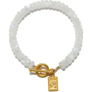 SATYA JEWELRY Divine Knowing Moonstone Beaded Bracelet - Gold
