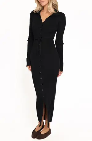 PETAL & PUP Kadi Maxi Sweater Dress - Black