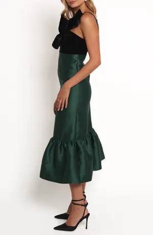 PETAL & PUP Amelia One-shoulder Velvet & Satin Dress