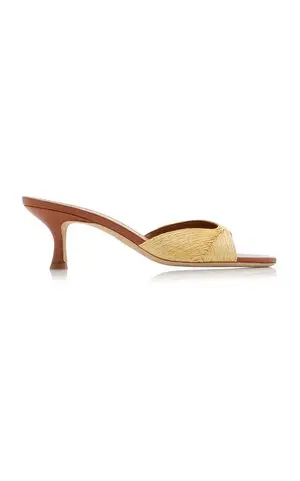 Staud Brigitte Raffia Mules - Tan