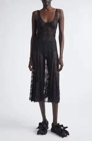 Collina Strada Pamela Sheer Lace Slipdress - Black