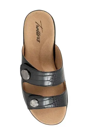 Trotters Ruthie Croc Embossed Slide Sandal - Black