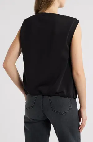 Wit & Wisdom Pleat Shoulder Sleeveless Top - Black