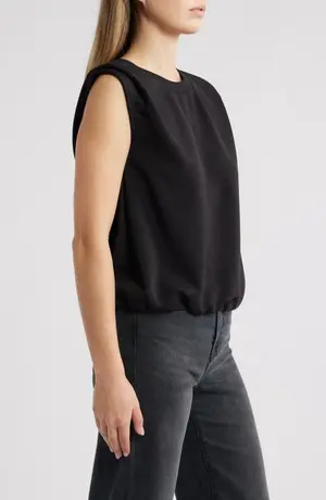 Wit & Wisdom Pleat Shoulder Sleeveless Top - Black