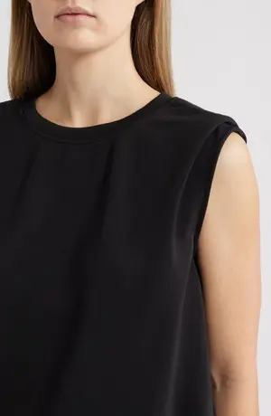 Wit & Wisdom Pleat Shoulder Sleeveless Top - Black